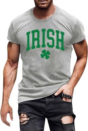 Generic T-shirt tendance pour homme avec imprim&eacute; St Patrick, d&eacute;contract&eacute; et confortable, gris, XXL
