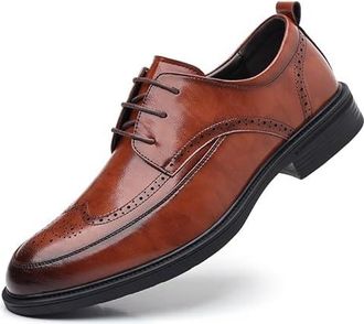 Generic Chaussures habillées Oxford for Hommes, à Lacets, Bout Rond Bruni, Bout Golf, Bout Tablier, antidérapantes, Talon Bas, for Le Travail(Marron,42 EU)