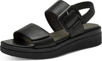 Tamaris Comfort Sandales Plates Femme Cuir avec Boucle, Black Nappa, 39 EU