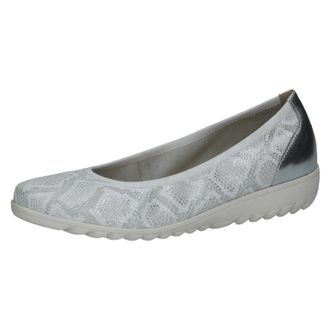 Caprice Damen Ballerinas aus Leder mit Keilabsatz, Silber (Silver Comb), 37 EU