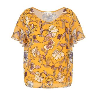 Patrizia Pepe Blouse &agrave; col rond transparente - Femme - Blouses et Chemises - Jaune - Taille: 38 FR
