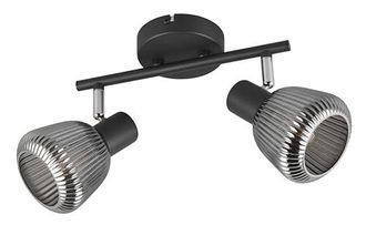 Trio Trio Leuchten Barre des spots TARIFA 862800232, Métal Noir Mat, Verre Chrome Vaporisé, excl. 2x E14