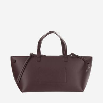 Jil Sander Womens Small Bateau Tote Bag Bordeaux Calfskin Satchels & Cross Body