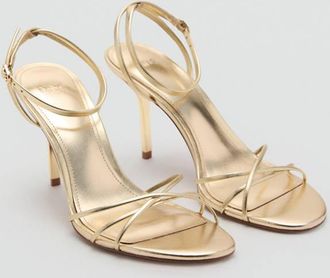 Mango Sandale &agrave; talon avec brides crois&eacute;es or - Femme - 35 - MANGO