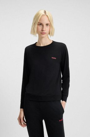 HUGO BOSS Langarmshirt regular fit, Rundhals, kontrastfarbener Print