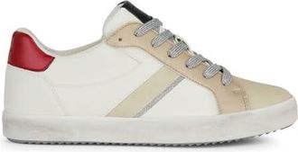 Geox Womens D Blomiee C Sneaker, 3 UK, Optic White Red, 38 EU