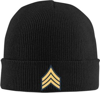 Generic Insigne De Grade De Sergent E-5 Américain Homme Femme Bonnets Tricoté Élastique Bonnet De Trawler Confortable Bonnet De Pêcheur pour Sport Course À Pi