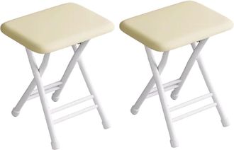 Generic Klappstuhl Camping Leicht Klein Faltbar 2er Set mit Metallrahmen Klappstühle Gepolstert Platzsparend für Gäste, Küche, Büro, Hochzeit und Party(Beige)