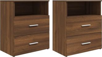 Generic vidaXL 2X Nachttisch 1 Fach 2 Schubladen Nachtschrank Nachtkonsole Nachtkommode Schlafzimmer Schrank Kommode Braun Eichen-Optik 50x32x60cm Holzwerksto