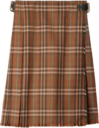Burberry Femme, Jupes, Brun, Taille: 36 FR Check Wool Midi Skirt