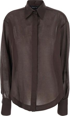 Federica Tosi Femme, Blouses et Chemises, Brun, Taille: 38 FR Chemise en mousseline de coton