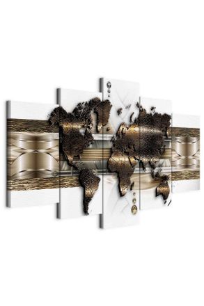 Artgeist Leinwandbild, Weiß, Gold, Textil, Holzwerkstoff, 5-teilig, rechteckig, 100x50x1.2 cm, Keilrahmen, Bilder und Zubehör, Wandbilder, Leinwandbilder