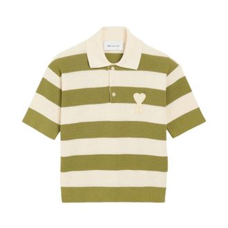 Ami Femme, Tops, Vert, Taille: 42 FR De Coeur Striped Polo