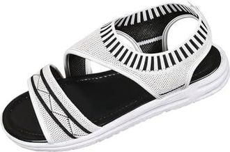 Generic Sandales plates pour femme - Respirantes - Bout rond - &Eacute;l&eacute;gantes - Polyvalentes - Confortables - Coussin d&eacute;contract&eacute; - Sandales &agrave; lani&egrave;res - Pour lext