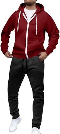 Generic Surv&ecirc;tement De Sport Pour Homme, Sweat &Agrave; Capuche Zipp&eacute; Manches Longues Et Pantalon Ensemble De 2 Pi&egrave;ces, Ample Et Confortable, V&ecirc;tements Chaud Fitness