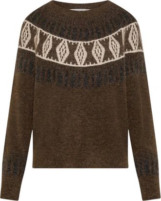 Seventy Pull &agrave; col rond en jacquard - Femme - Pulls - Brun - Taille: 36 FR