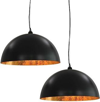 vidaXL 2 pcs Plafonniers Noir et doré Semi-sphérique 50 cm E27