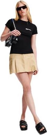 Karl Lagerfeld Karl Lagerfeld Jeans, Femme, T-Shirt Slim À Manches Courtes Essentail Avec Petit Logo, Coupe Slim, Noir, XXL