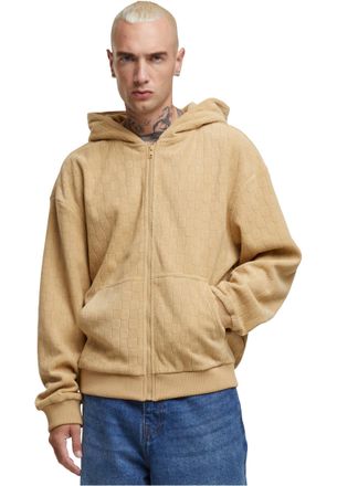 Urban Classics Herren Kapuzenpullover Jaquard Velvet Zip-Hoody, Männer Kapuzenpullover aus Jacquard-Samt mit Reißverschluss, Oversize Fit