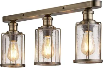 Searchlight Searchlight - Plafonnier pipes 3 lumi&egrave;res E27 maxi 3x60w Laiton antique avec verre gouttelette