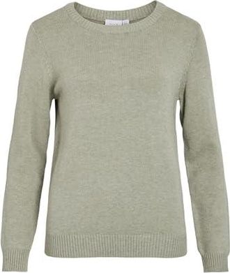 Vila Femme Viril O-Neck L/S Knit Top - Noos Pull-Over, Vert Huile/Détails : Mélangé, XXL