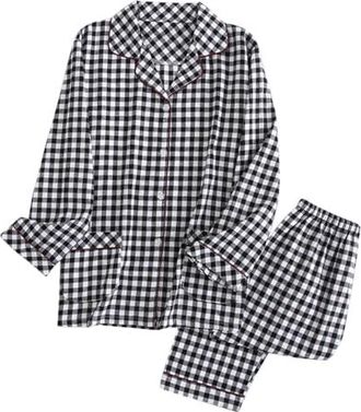 Generic Pyjama moelleux doux pour femme - V&ecirc;tements de nuit pour femme - Ensemble de v&ecirc;tements de d&eacute;tente pour femme - Motif quadrillage - Tendance - Conforta