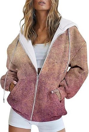 Generic Sweat &agrave; capuche pour femme - Oversize - 2026 - Y2k - Fermeture &eacute;clair - Veste &agrave; capuche - Automne - Hiver - Manteau long - Pull surdimensionn&eacute; - Loisi