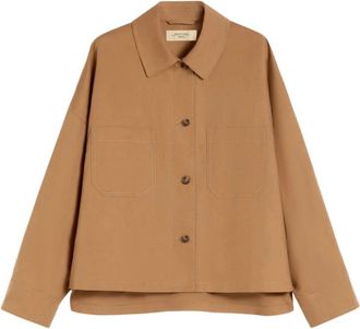 Max Mara Femme, Vestes, Brun, Taille: 36 FR Giacca over in stuoia cotone e lino