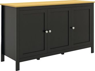 HOMCOM Sideboard Aufbewahrungsm&ouml;bel mit 3 T&uuml;ren 2 verstellbaren Regalen Platte in heller Holzoptik - 120 x 40 x 70 cm schwarz