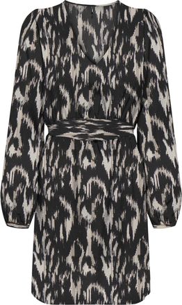 Only Damen Onlnova Life Elite L/S Siri Dress Kleid, Black/AOP:590 Rough Animal, X-Small