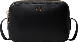 Calvin Klein Damen Umhängetasche Camera Bag mit Logo, Schwarz (Black / Antique Light Gold), Einheitsgröße