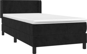 vidaXL Vidaxl - Sommier &agrave; lattes de lit avec matelas Noir 90x190 cm Velours