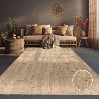 Paco Home Paco Home Outdoor Teppich Wetterfest Balkon Wohnzimmer Boho Design Abstraktes Muster Beige 240x340 cm
