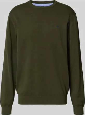 Fynch-Hatton Strickpullover aus reiner Baumwolle mit Logo-Stickerei