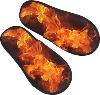 Generic Modèle Énergétique De Flammes Orange Ardentes Pantoufles Moelleuses Hiver Pantoufle Plates Chaussures Pour Extérieur Unisex Intérieur L