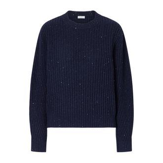 Brunello Cucinelli Rippstrick-Pullover mit Rundhalsausschnitt - - Knitwear - Damen - Blau - S
