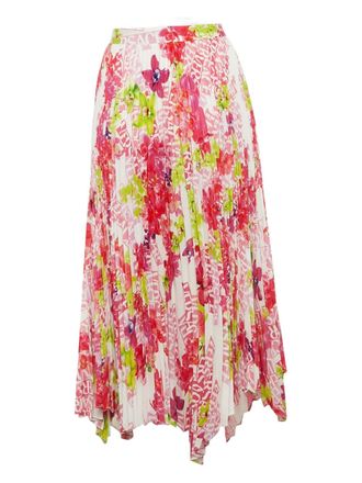 Versace jupe mi-longue &agrave; fleurs - Blanc