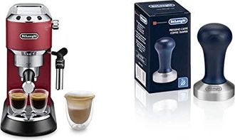 DeLonghi Dedica Style, Machine expresso pour pr&eacute;parer des boissons caf&eacute; et lact&eacute;es, EC685R, 220-240V 50/60Hz, 1L,Rouge & DLSC058-Tasseur de caf&eacute; en acier inoxy