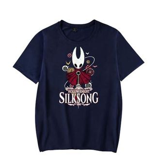 Generic Hollow Knight Silksong Hornet Merch Hot Game T-shirt dété unisexe décontracté élégant T-shirt de sport, bleu marine, XXL