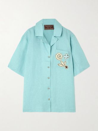 Alemais Azar Hemd Aus Baumwollgaze Mit Stickereien - Blau