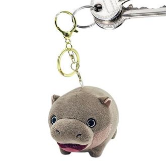 Generico Porte-cl&eacute;s hippopotame mignon - En peluche - Porte-cl&eacute;s animal en peluche douce - Pendentif de sac &agrave; dos dhippopotame - Cadeau danniversaire de No&euml;l a