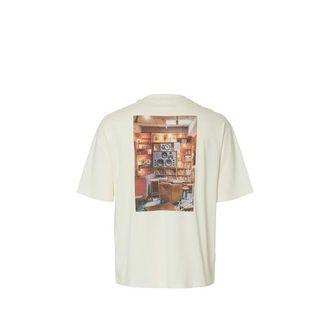 Selected T-shirt col rond imprim&eacute; en coton