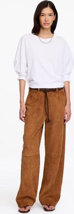 Arket Lockere Velourslederhose -Gelb