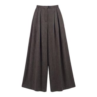 SOLOTRE Pantalon large - Femme - Pantalons - Brun - Taille: 42 FR