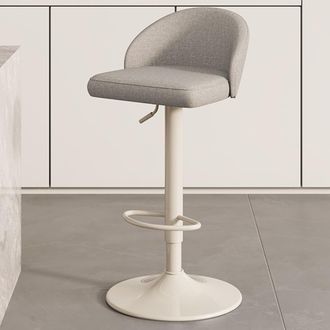 Generic Hellgraue, h&ouml;henverstellbare Drehhocker, 2er-Set mit R&uuml;cken- und Fu&szlig;st&uuml;tze - gepolsterte K&uuml;chen- und Esszimmerst&uuml;hle aus Leinenstoff