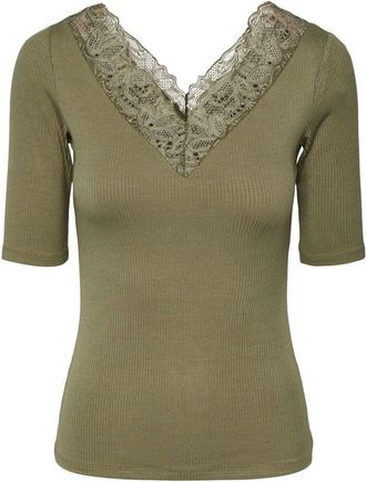 Vero Moda Damen Yaselle 2/4 V-neck Top S. Noos T Shirt, Vetiver, XS EU