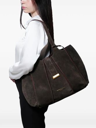 Roberto Festa Milano sac cabas port&eacute; &eacute;paule Eloise nervur&eacute; - Marron