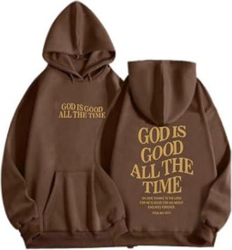 Generic Sweat &agrave; capuche pour femme Christian God Is Good All The Time - Lettre J&eacute;sus gothique - Avec capuche - Religieux - Automne - D&eacute;contract&eacute; - Pull &agrave; capu
