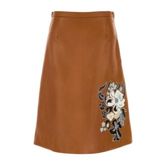 Marni Lederrock mit Blumen-Intarsien - - Skirts - Damen - Braun - XS