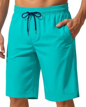 Generic Short de bain pour homme avec doublure de compression, s&eacute;chage rapide, respirant, pour la course &agrave; pied, le sport, la gym, Vert, XXL